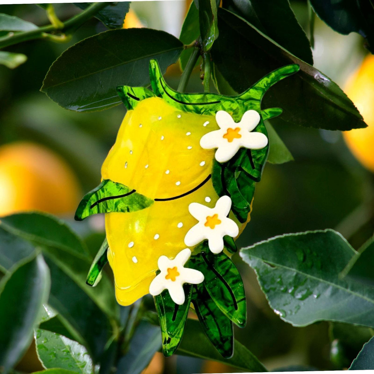 Large Lemon and Flowers Hair Claw Clip – Jenny Lemons